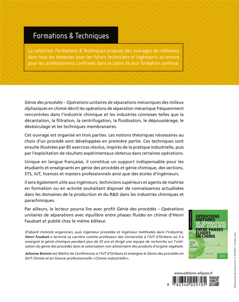 Opérations unitaires de séparations mécaniques des milieux diphasiques ...