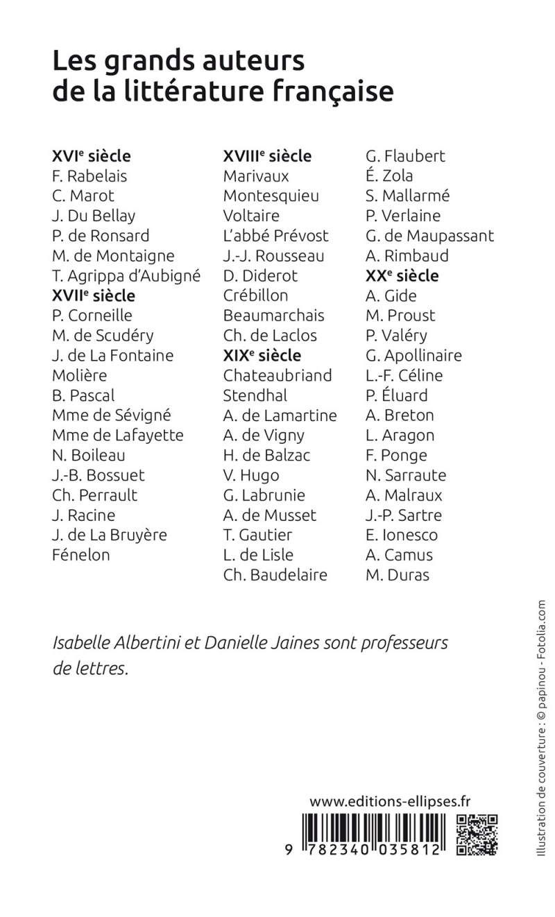 Les grands auteurs de la littérature française