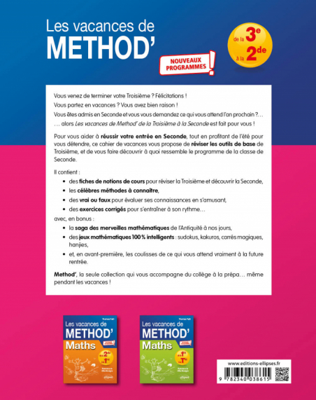 Mathématiques de la Troisième à la Seconde. Les vacances de Méthod ...