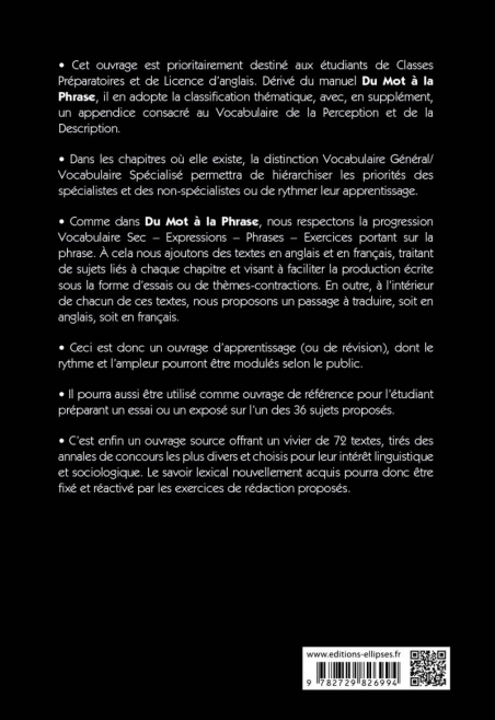 Du mot au texte, Vocabulaire anglais thématique et exercices