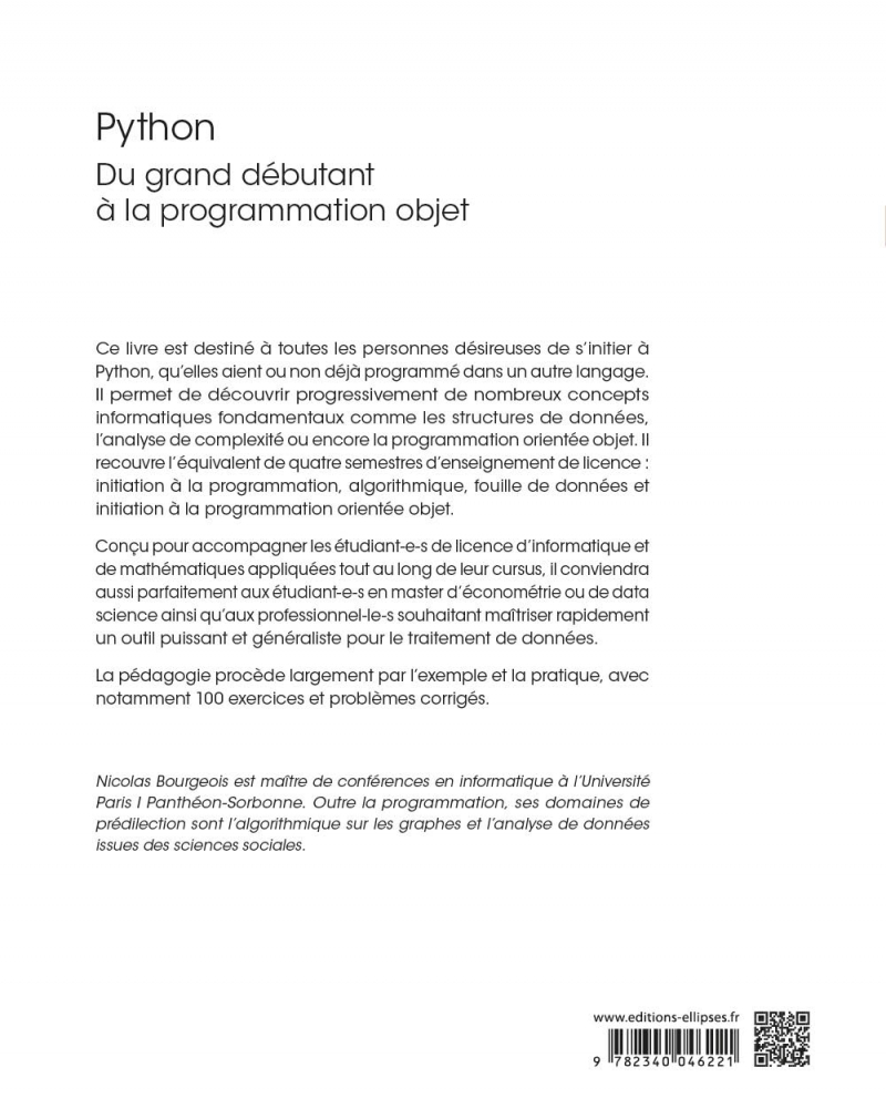 Python, du grand débutant à la programmation objet - Cours et exercices corrigés - 2e édition