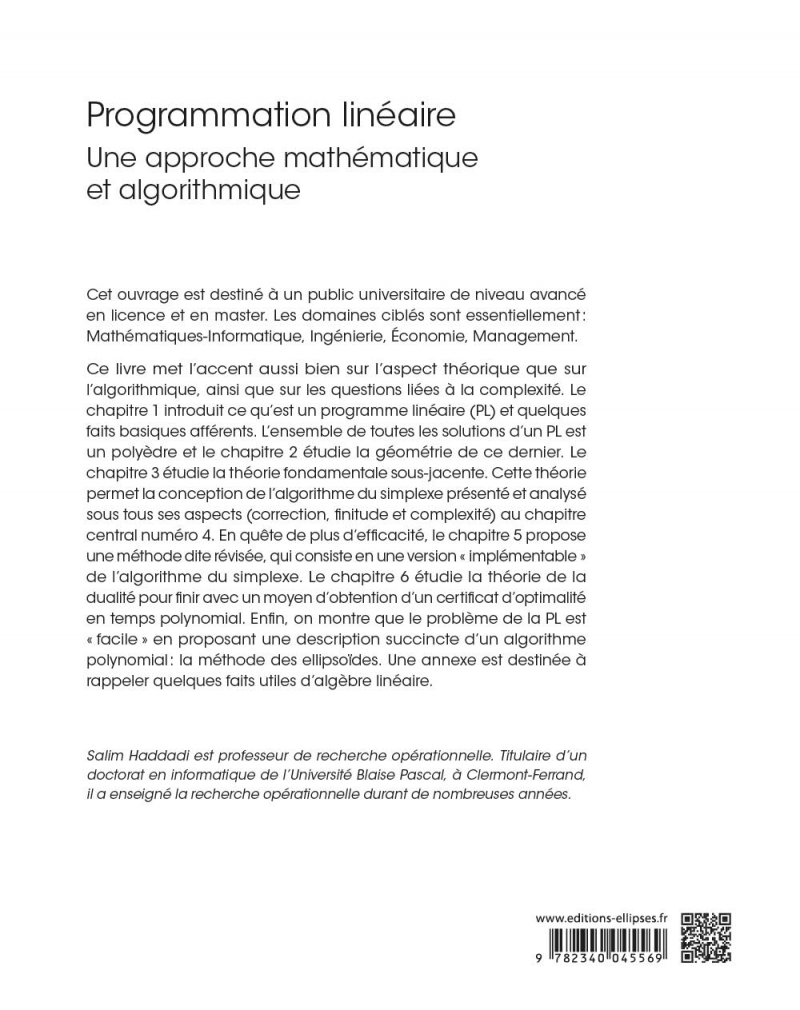 Programmation Linéaire Une Approche Mathématique Et Algorithmique