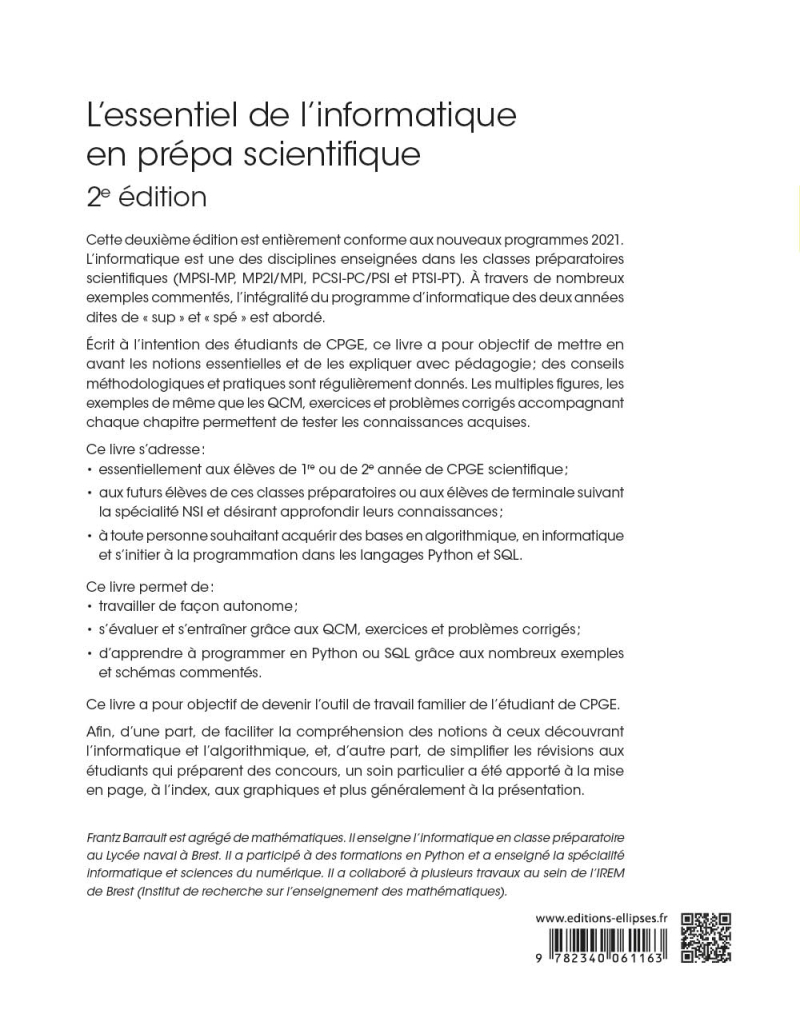 L’essentiel de l’informatique en prépa scientifique - Cours, exemples, QCM et exercices corrigés ...