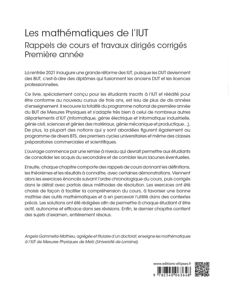 Les mathématiques de l’IUT - Rappels de cours et travaux dirigés ...