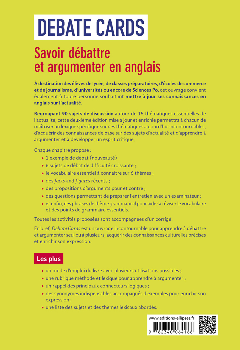 Debate cards - Savoir débattre et argumenter en anglais. B1-C1. - 2e ...