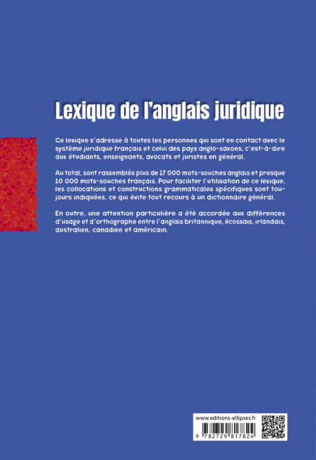 Lexique de l'anglais juridique - 'French-English / English-French Law ...