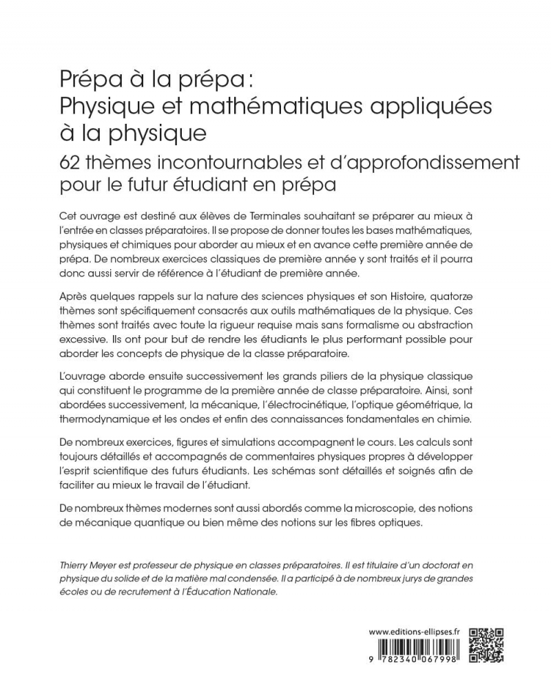 Prépa à la prépa : Physique et mathématiques appliquées à la physique ...