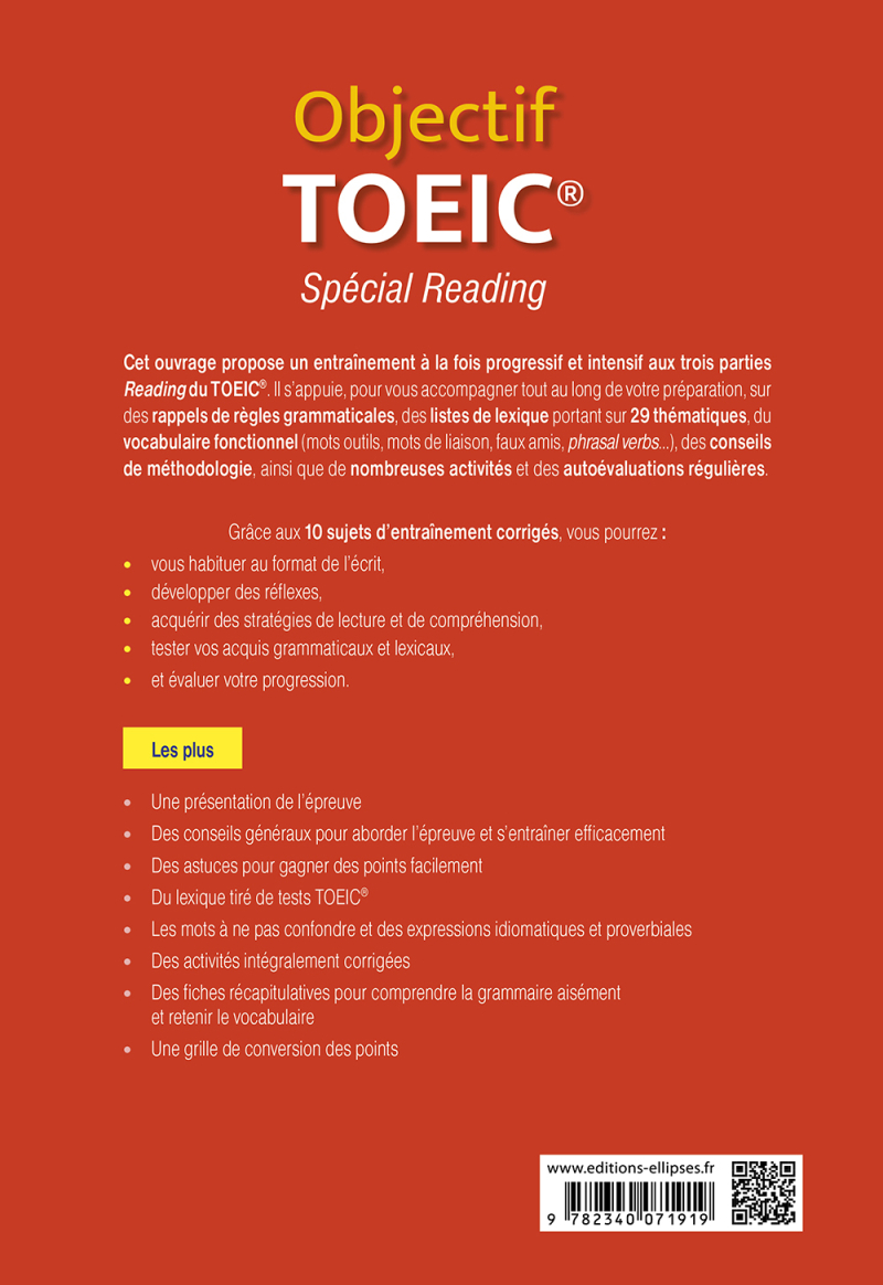 Objectif TOEIC® Spécial Reading - Préparation complète pour l'écrit ...