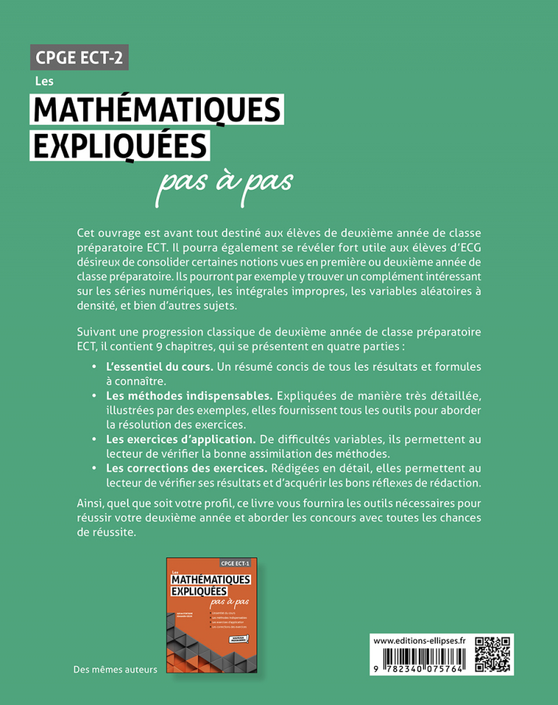 Les Mathématiques expliquées pas à pas - CPGE ECT-2 - Programme 2022