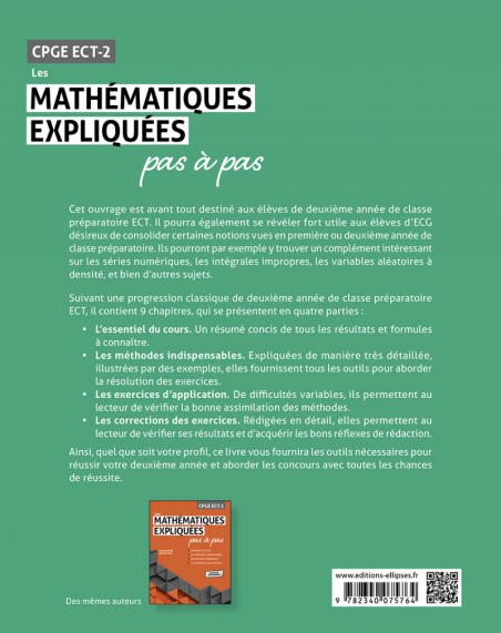 Les Mathématiques expliquées pas à pas - CPGE ECT-2 - Programme 2022