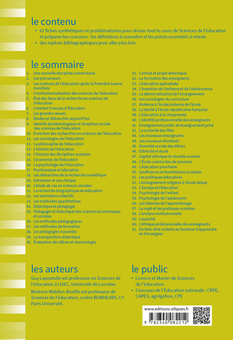 Fiches de sciences de l'éducation - 3e édition