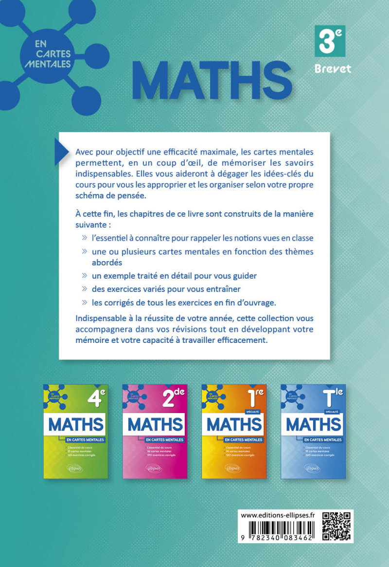 Mathématiques - Troisième - 28 cartes mentales et 102 exercices corrigés