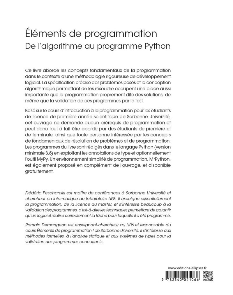 Éléments de programmation - De l’algorithme au programme Python