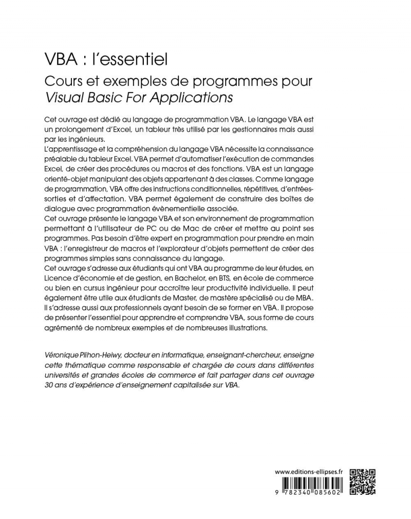 VBA : l’essentiel - Cours et exemples de programmes pour Visual Basic ...