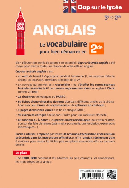 Anglais. Cap sur le lycée - Le vocabulaire pour bien démarrer en Seconde