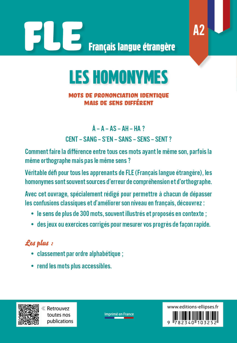 FLE. Les homonymes A2 (Français langue étrangère) - Mots de ...