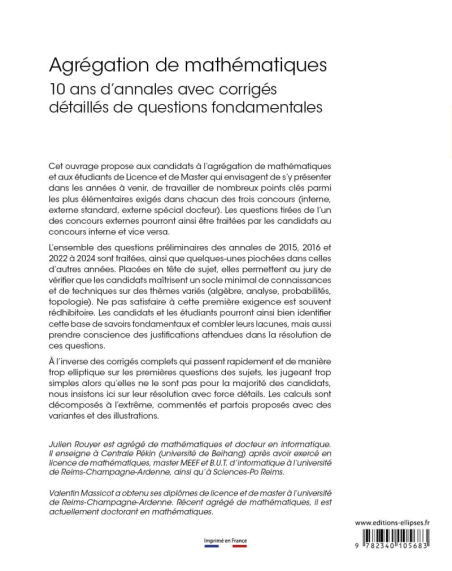 Agrégation de mathématiques - 10 ans d’annales avec corrigés détaillés ...