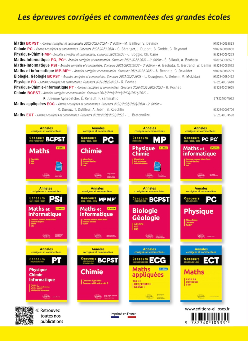 Maths PC, PSI, BCPST. Annales corrigées et commentées. Concours 2022 ...