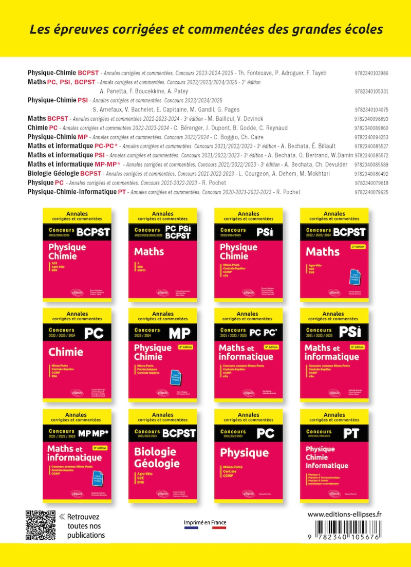 Informatique. MP. MPI. PC. PSI. Annales corrigées et commentées. Concours 2023/2024/2025