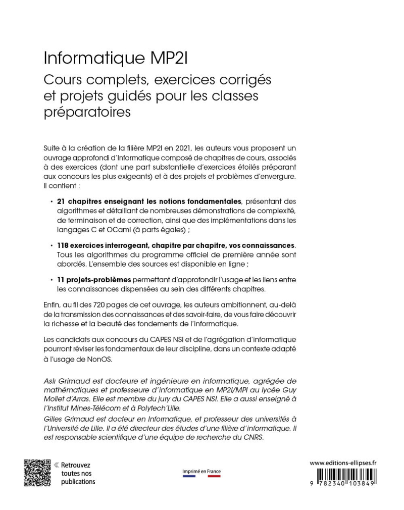 Informatique MP2I - Cours complets, exercices corrigés et projets guidés pour les classes ...