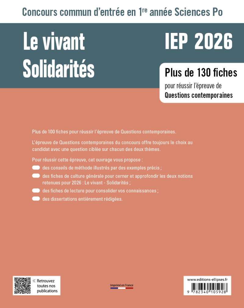 CONCOURS COMMUN IEP 2026 - Le vivant - Solidarités - édition 2026