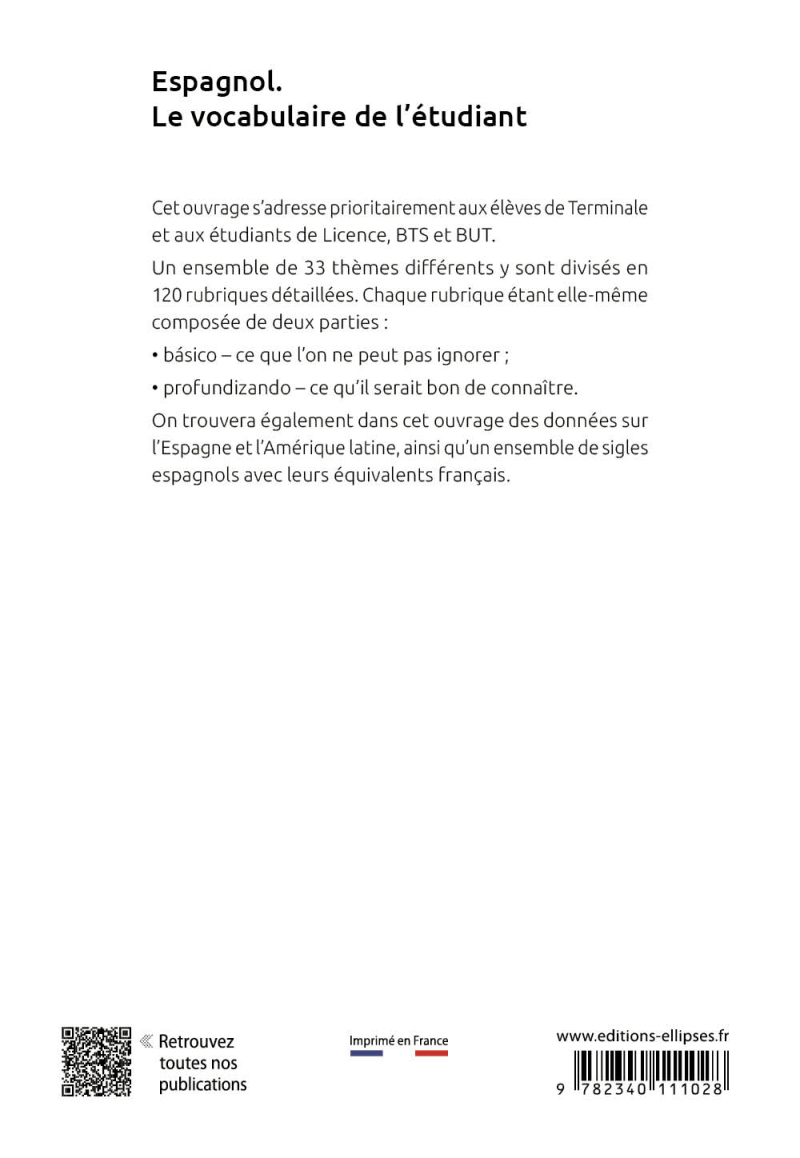 Espagnol - Le vocabulaire de l'étudiant