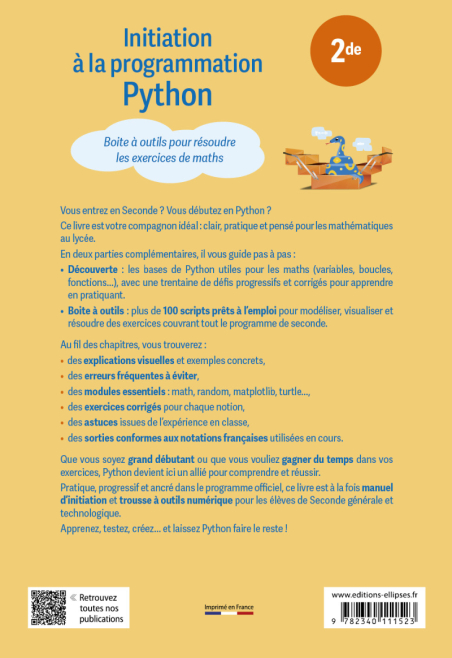 Initiation à la programmation Python - Seconde - Boite à outils pour résoudre les exercices de maths